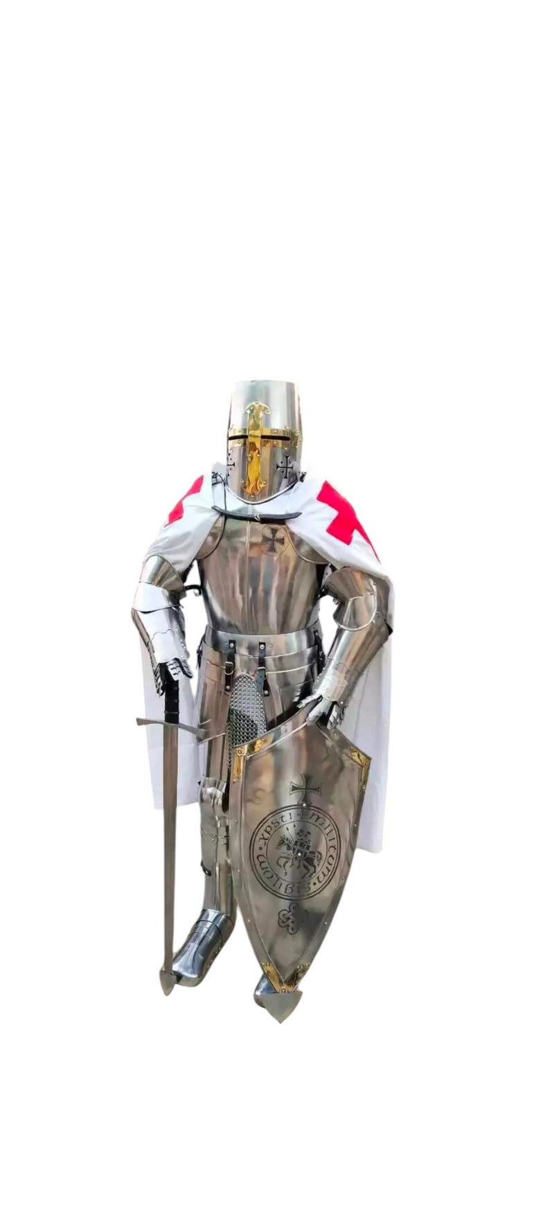 Knight Templar Medieval Suit of Armor Crusader Combat Full Body Armour ...
