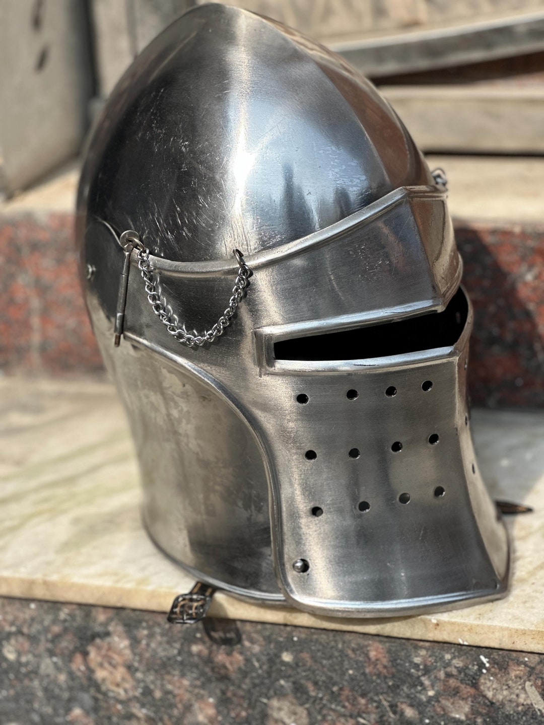 Medieval Barbuta Armor Helmet Greek Roman Templar Knight Visor Barbute ...