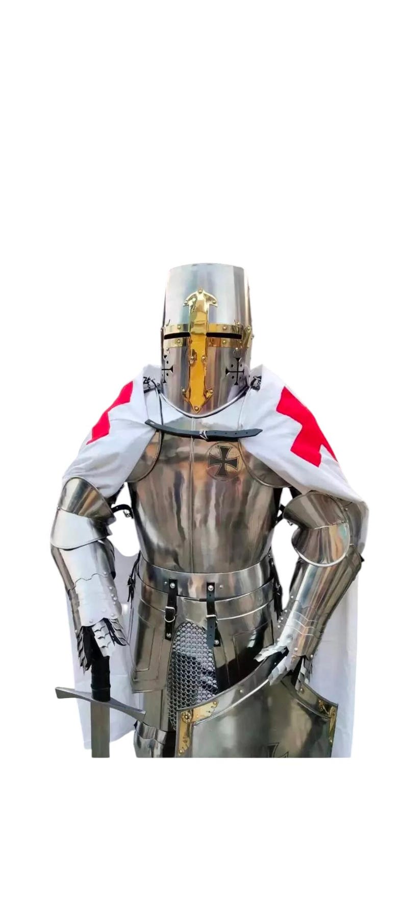 Knight Templar Medieval Suit of Armor Crusader Combat Full Body Armour ...