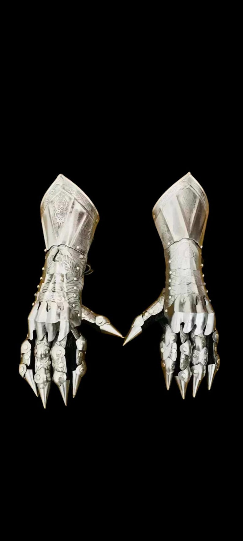 Steel Gauntlets Armor Medieval Armor Gauntlets Silver Color Nazgul ...