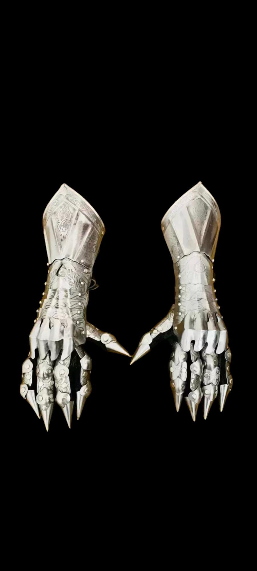 Steel Gauntlets Armor Medieval Armor Gauntlets Silver Color Nazgul ...