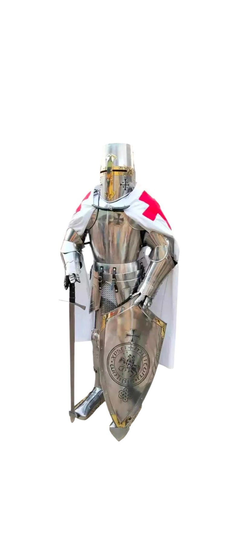Knight Templar Medieval Suit of Armor Crusader Combat Full Body Armour ...