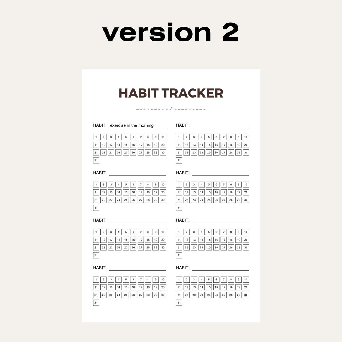 Monthly Habit Tracker Printable Minimalistic Daily Habit Goal Tracker ...