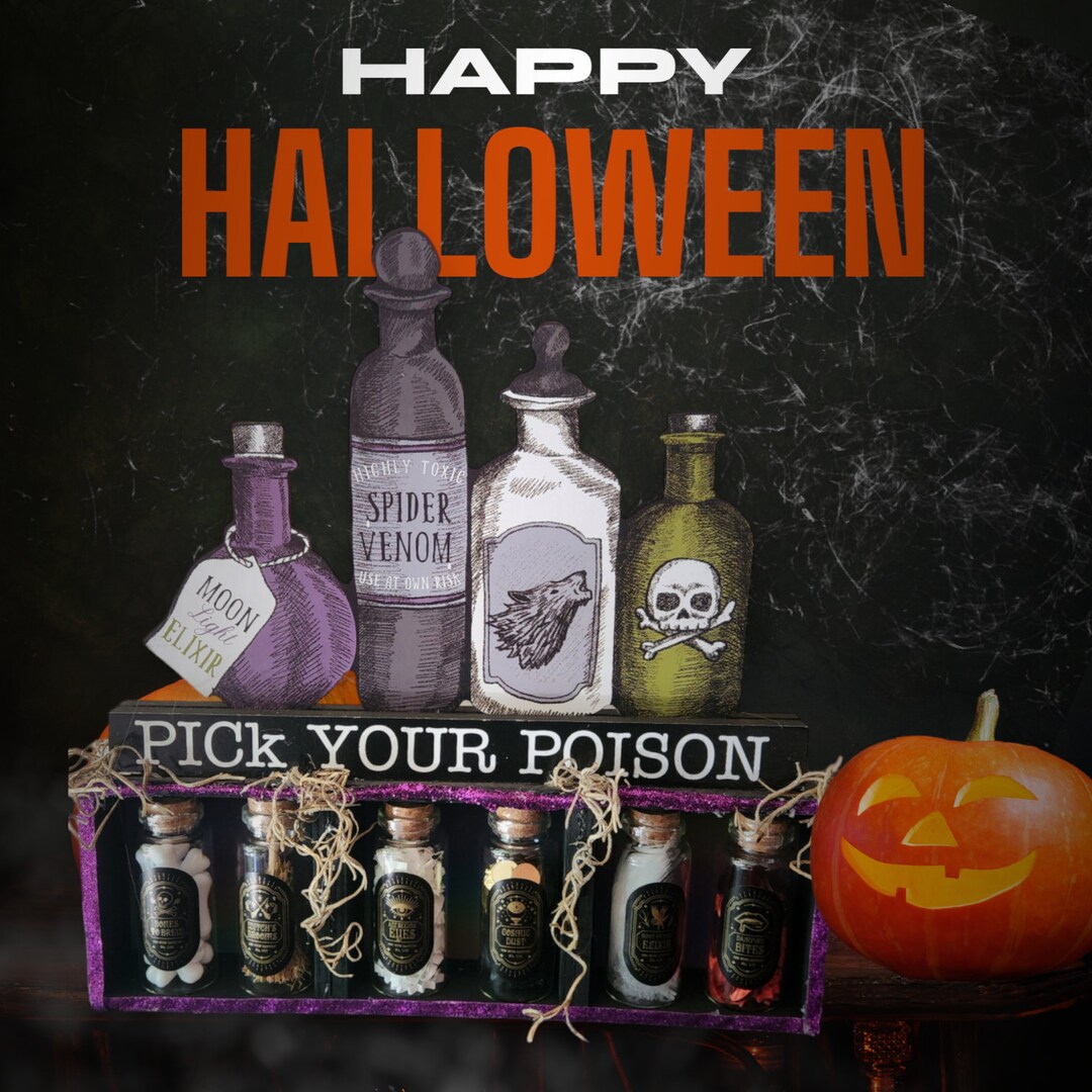 Pick Your Poison Sign, Halloween Decor, Halloween Gift, Seasonal Decor ...