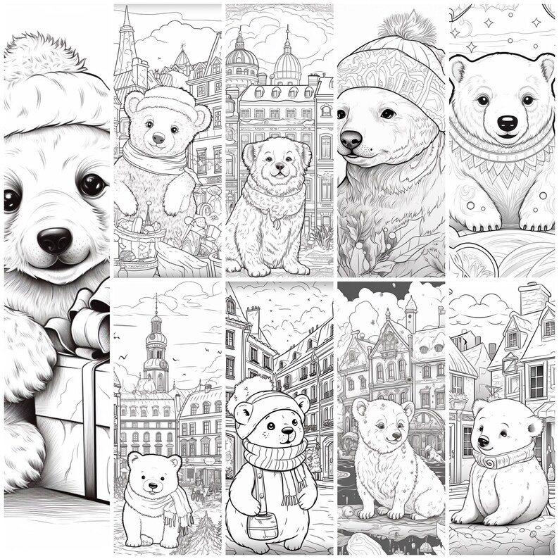 Coloring Book Polar Bear's Frosty Frolic 12 Pages - Etsy