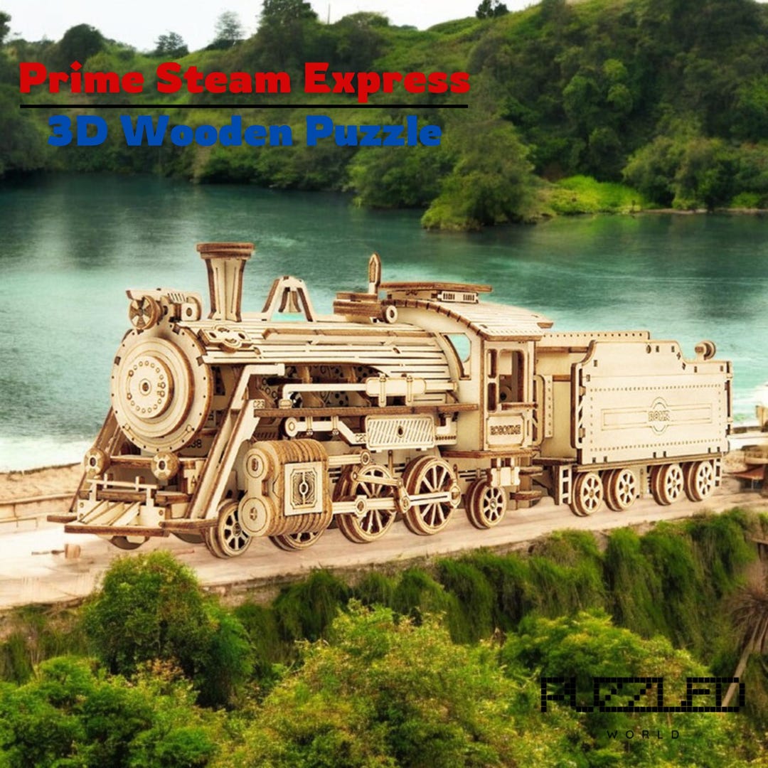 Train 3D Wooden Model Kit, Train DIY Puzzle for Adults, 3D Train Wooden Puzzle, Train DIY Wood ...