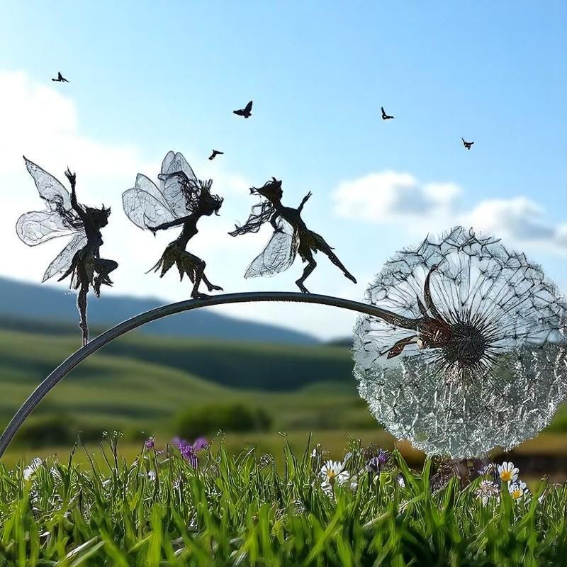 Dancing Fairy Statue | Yard Art | Flower Fairies With Dandelion ...