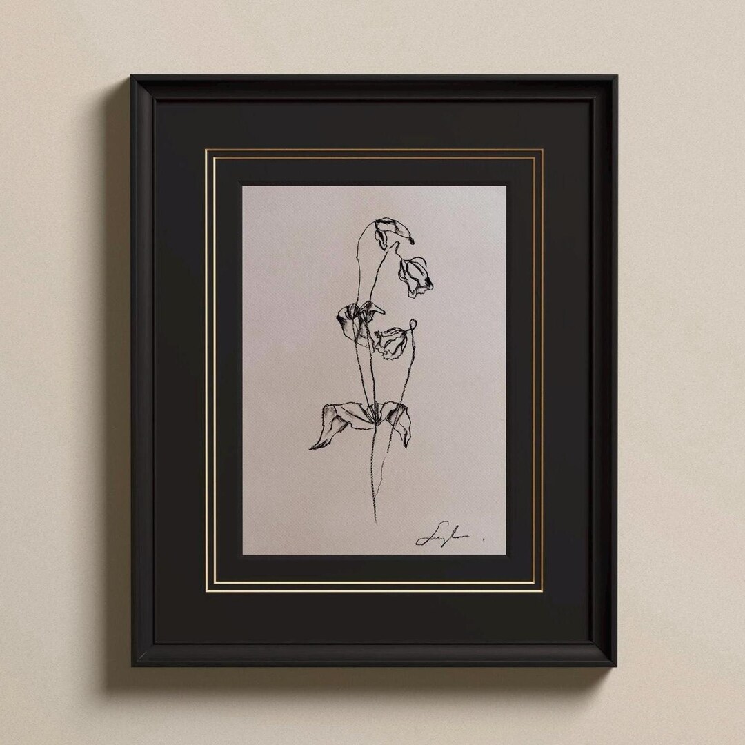 Lisianthus Flower Art Print: Modern Charcoal Botanical Art by Liz ...