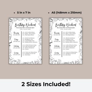 Birthday Weekend Itinerary Template, Birthday Weekend Agenda, Editable ...