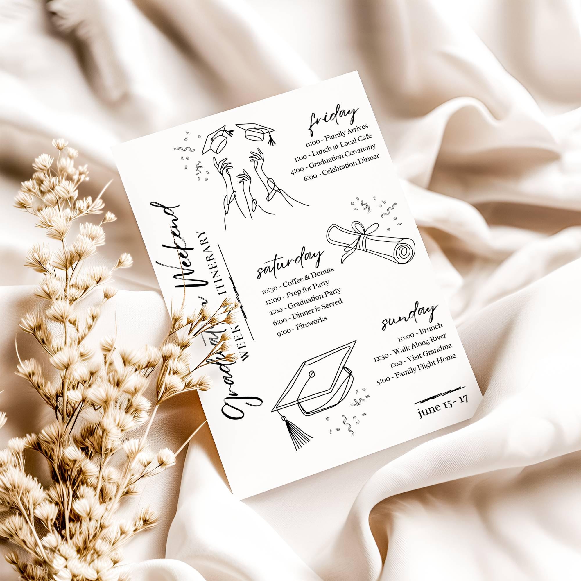 Graduation Weekend Itinerary Template, Class of 2025 Senior Graduation ...