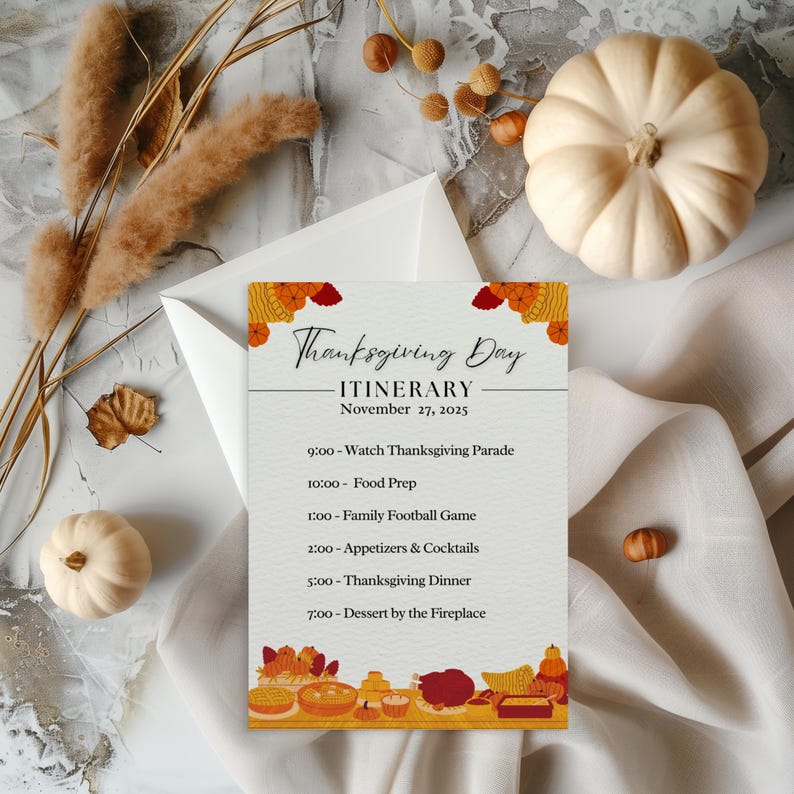 Editable Thanksgiving Itinerary Template, Canva Schedule, Printable ...