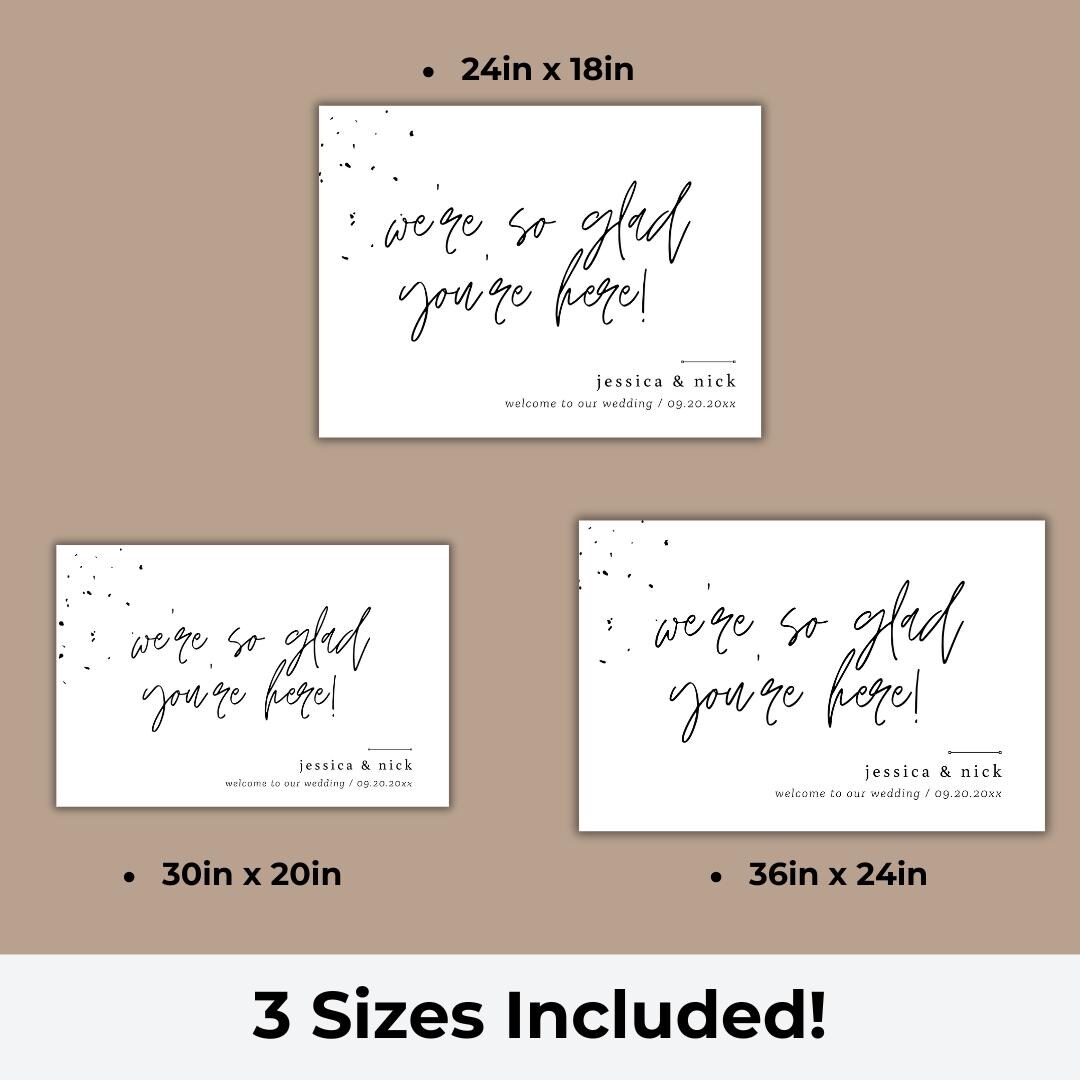 We're so Glad You're Here Sign, Modern Wedding Welcome Sign, Minimalist ...