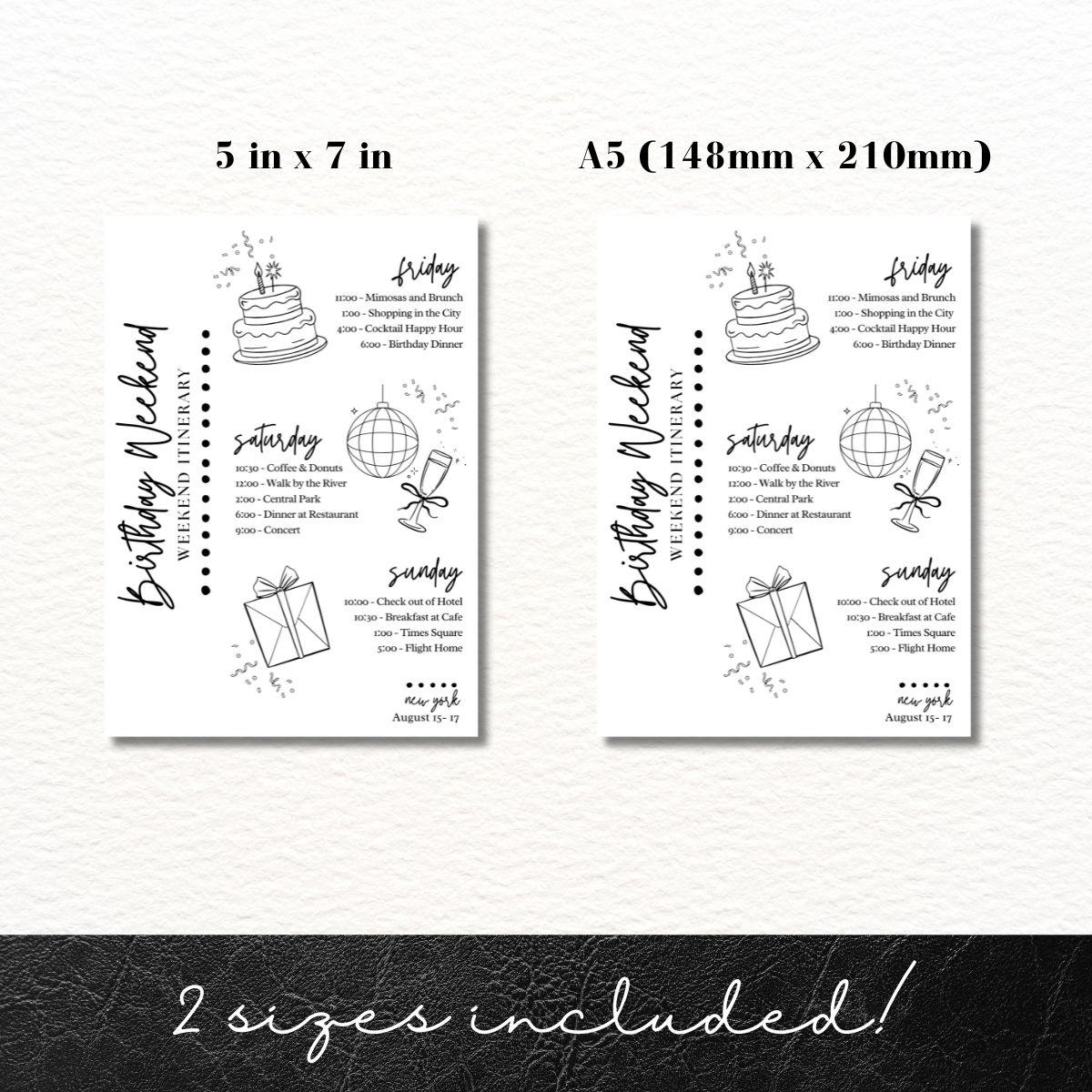 Birthday Weekend Itinerary Template, Birthday Weekend Agenda, Editable ...