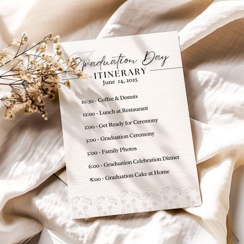 Graduation Day Itinerary Template, Class of 2025 Senior, Graduation ...