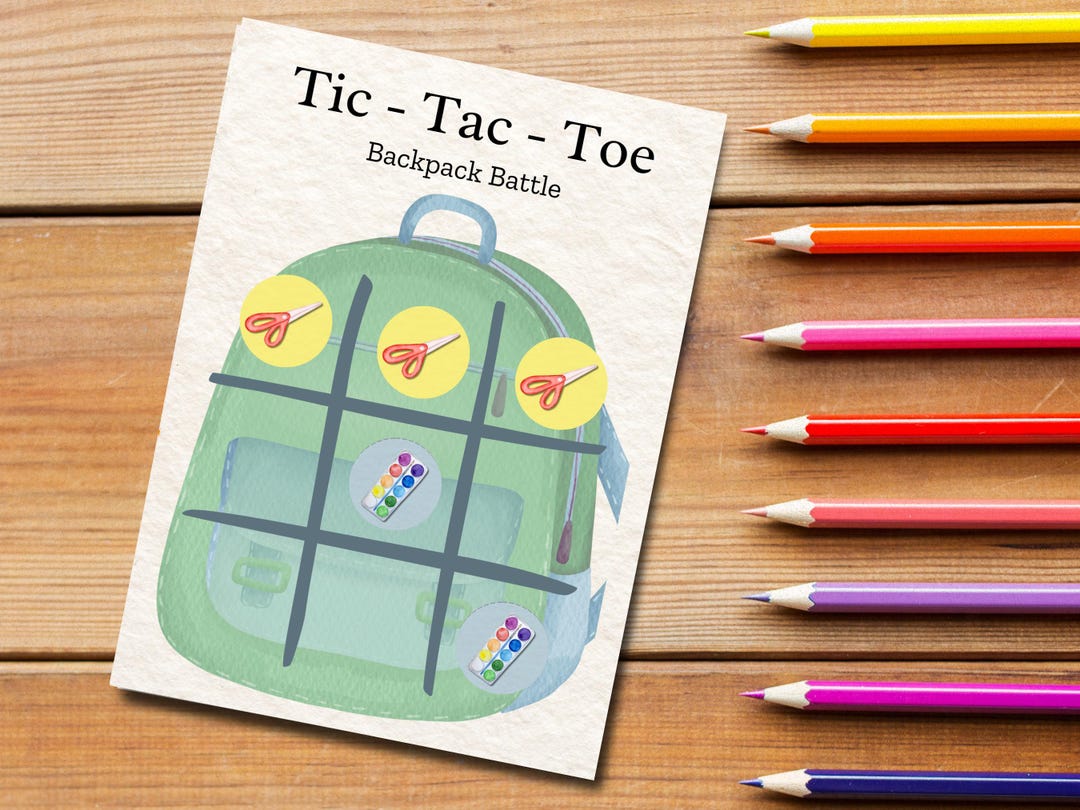 Back to School Tic Tac Toe Printable Game, School Supplies Activity ...