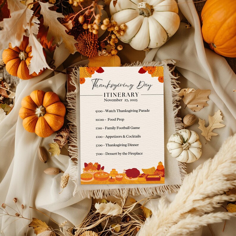 Editable Thanksgiving Itinerary Template, Canva Schedule, Printable ...