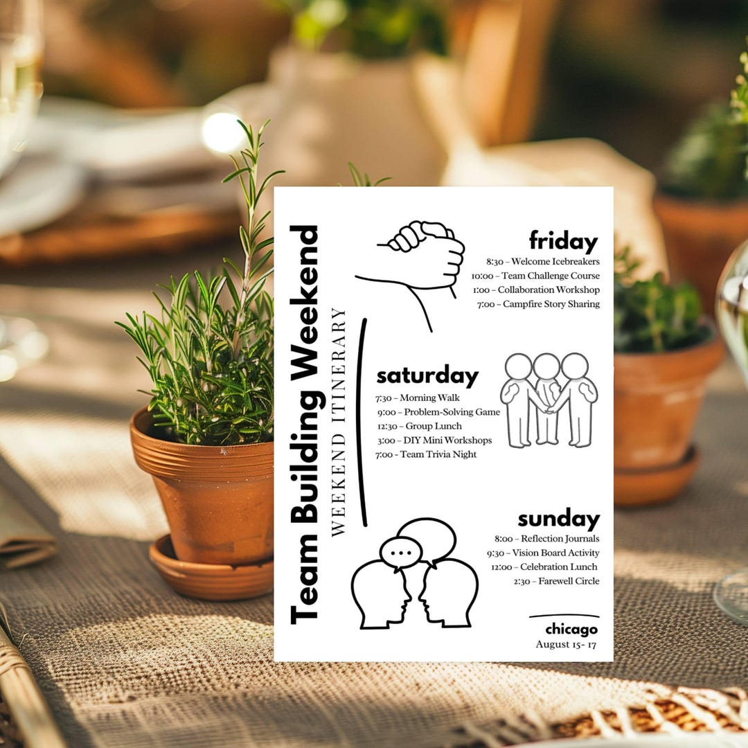 Team Building Weekend Itinerary Template, Editable Canva Schedule ...