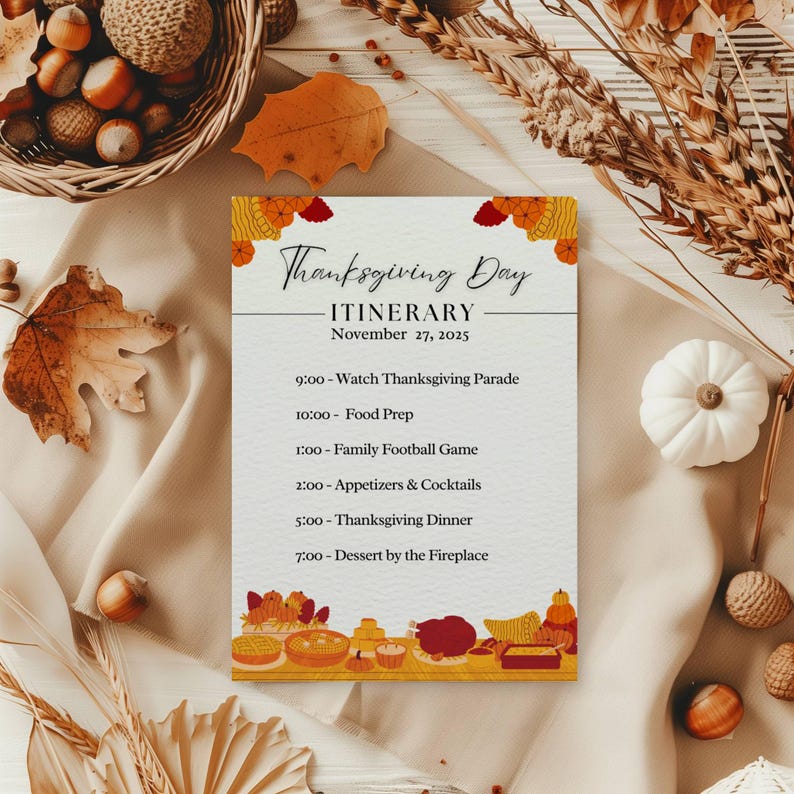 Editable Thanksgiving Itinerary Template, Canva Schedule, Printable ...