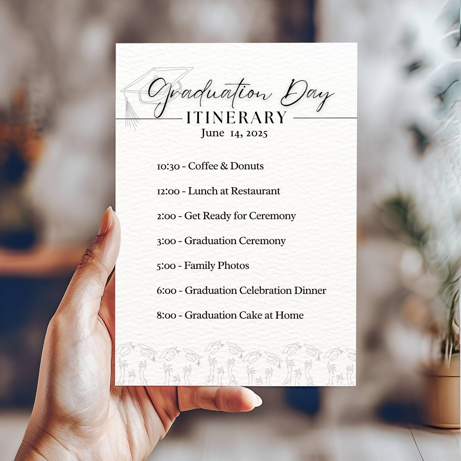 Graduation Day Itinerary Template, Class of 2025 Senior, Graduation ...