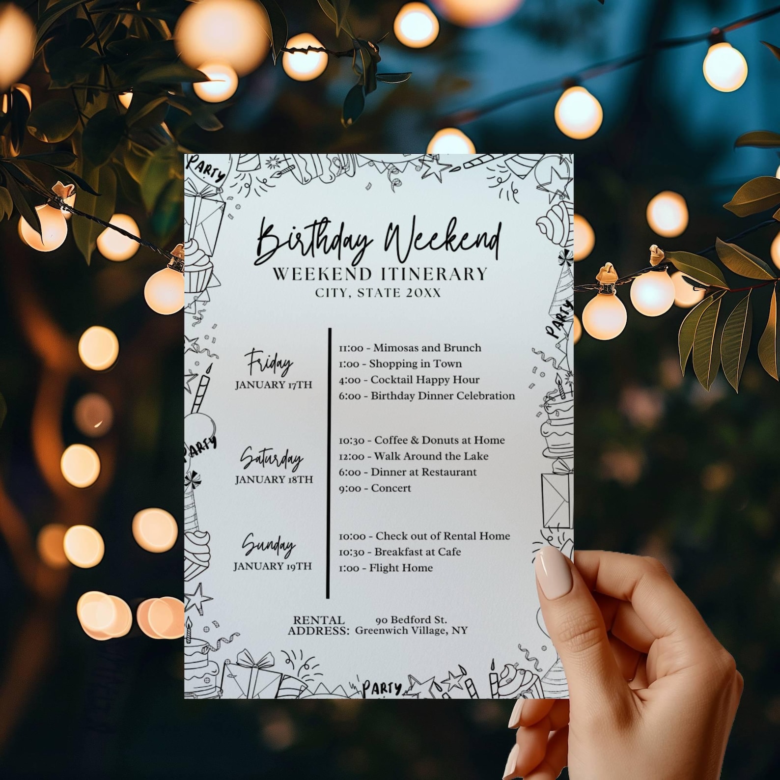 Editable Birthday Weekend Itinerary Template, Printable Agenda (canva ...