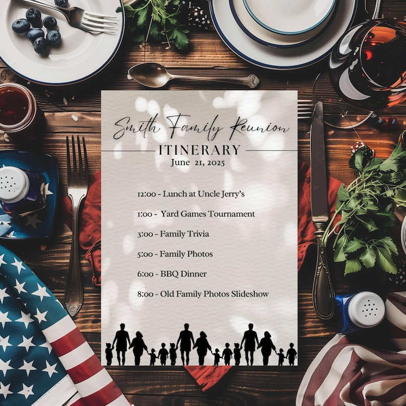 Family Reunion Itinerary Template - Editable Canva Schedule, Printable ...