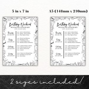 Birthday Weekend Itinerary Template, Birthday Weekend Agenda, Editable ...