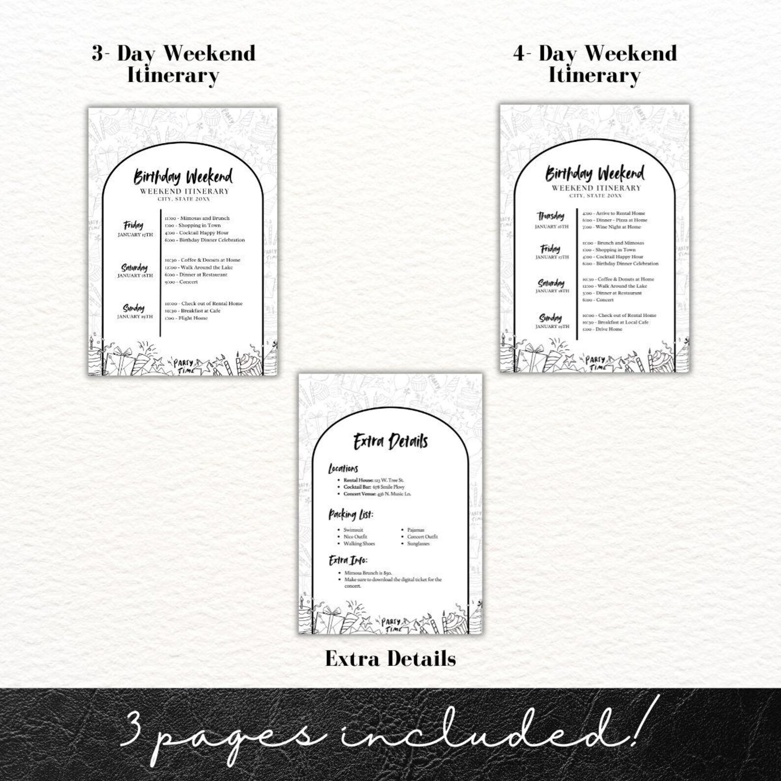 Birthday Weekend Itinerary Template, Birthday Weekend Agenda, Editable ...