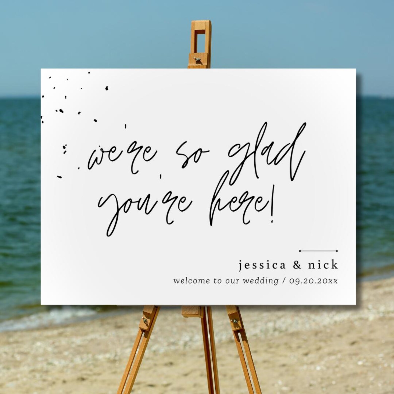 We're so Glad You're Here Sign, Modern Wedding Welcome Sign, Minimalist ...