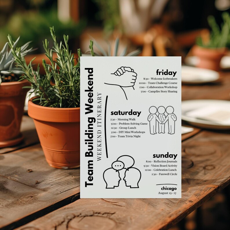 Team Building Weekend Itinerary Template, Editable Canva Schedule ...