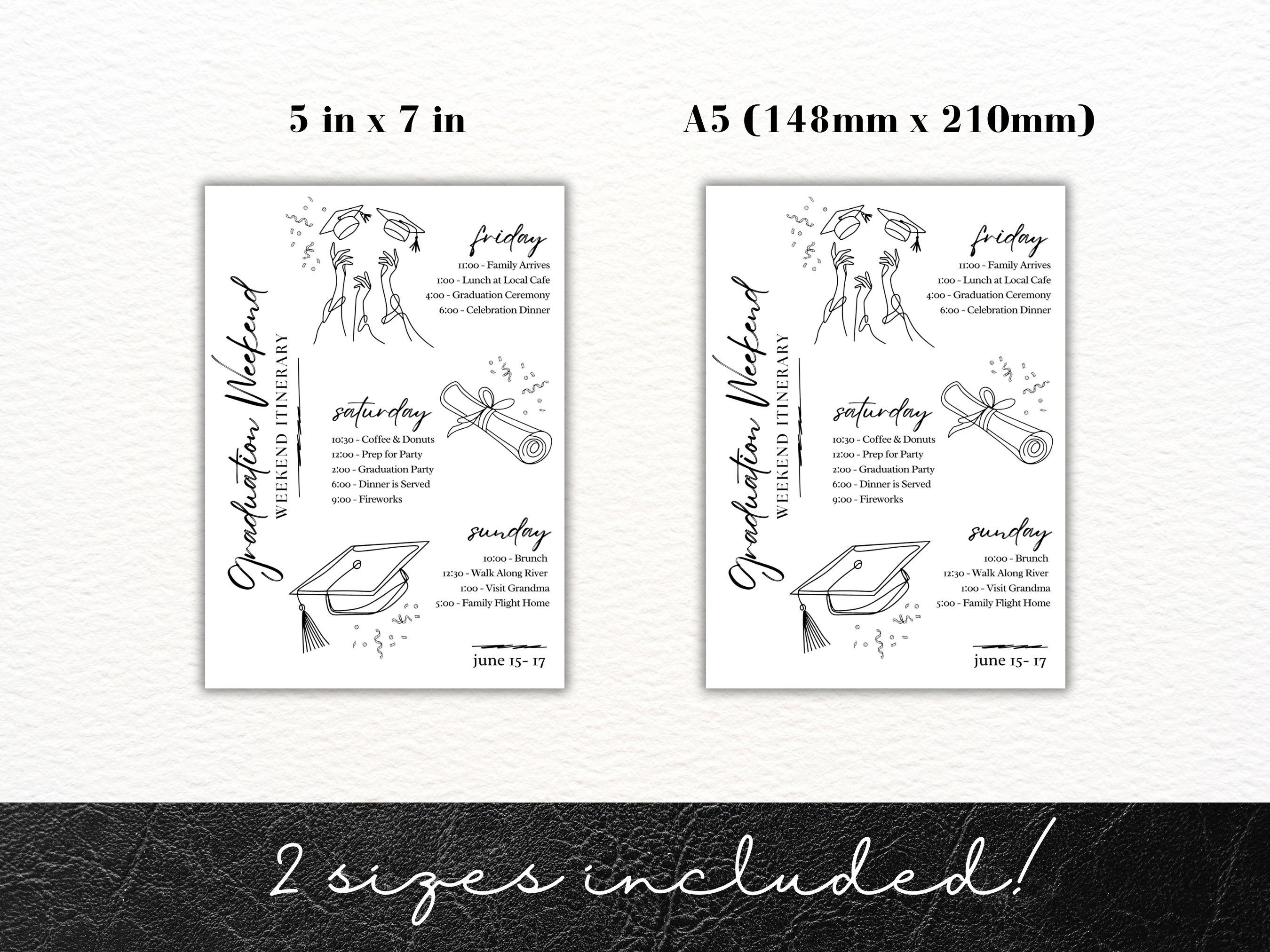 Graduation Weekend Itinerary Template, Class of 2025 Senior Graduation ...