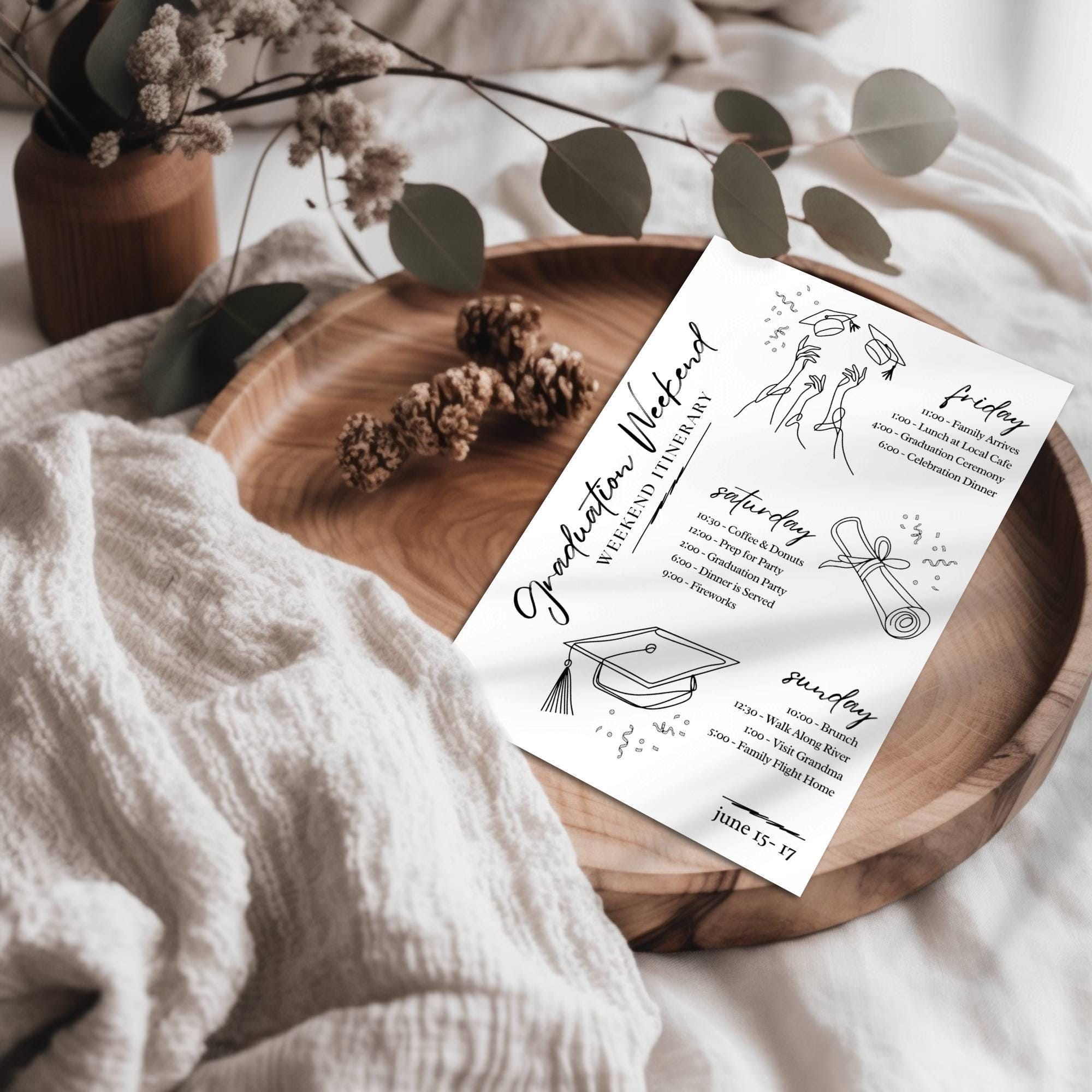 Graduation Weekend Itinerary Template, Class of 2025 Senior Graduation ...