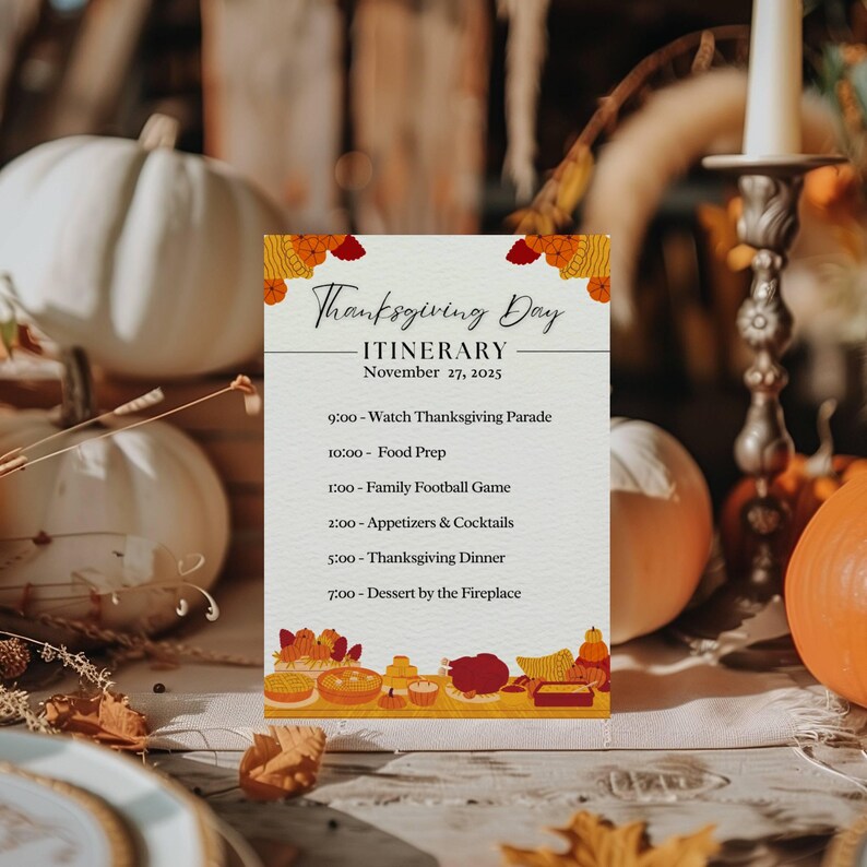 Editable Thanksgiving Itinerary Template, Canva Schedule, Printable ...