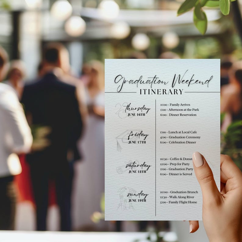 Graduation Weekend Itinerary Template, Class of 2025 Senior Graduation ...