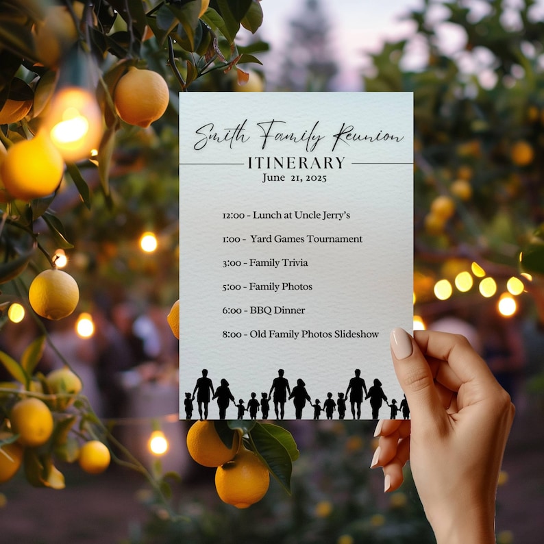 Family Reunion Itinerary Template - Editable Canva Schedule, Printable ...