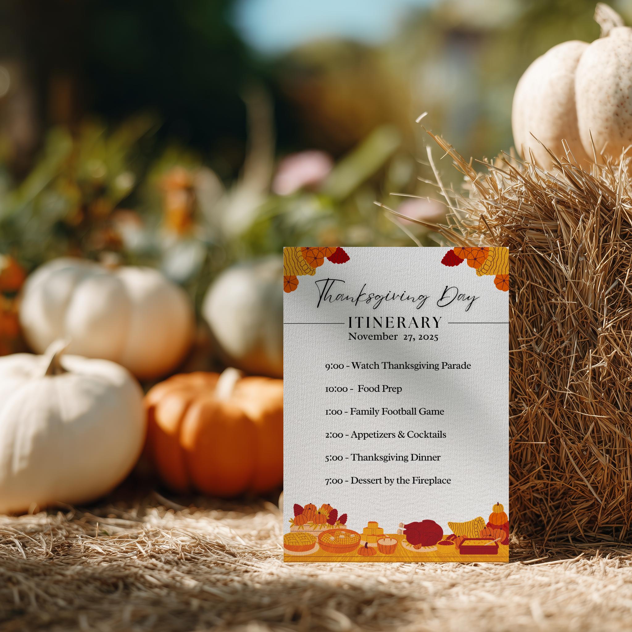 Editable Thanksgiving Itinerary Template, Canva Schedule, Printable ...