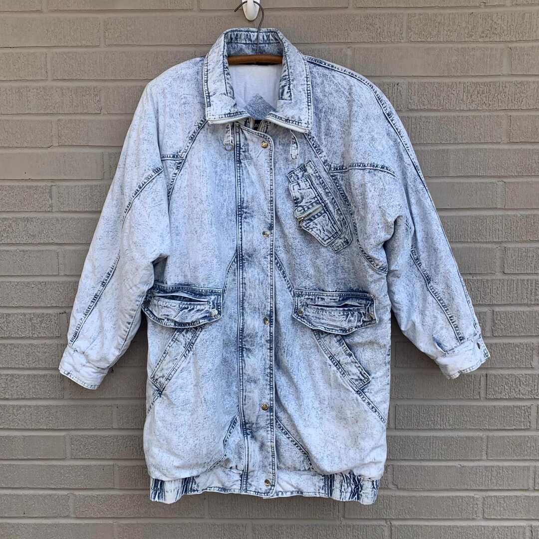 Vtg 80s Acid Wash Andy John’s Coat Size MEDIUM Winter Coat Midi Length ...