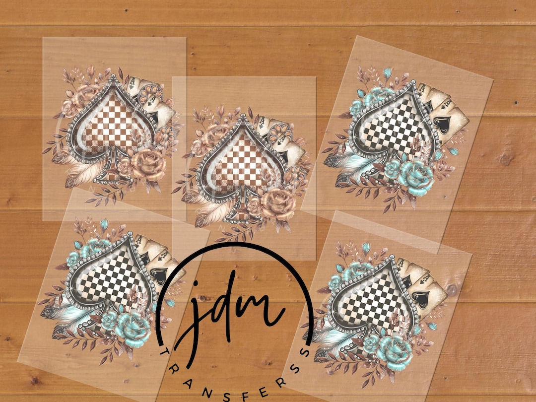 Checkered, Spades, Trendy, Ready to Press, DTF, Full Color, Western ...