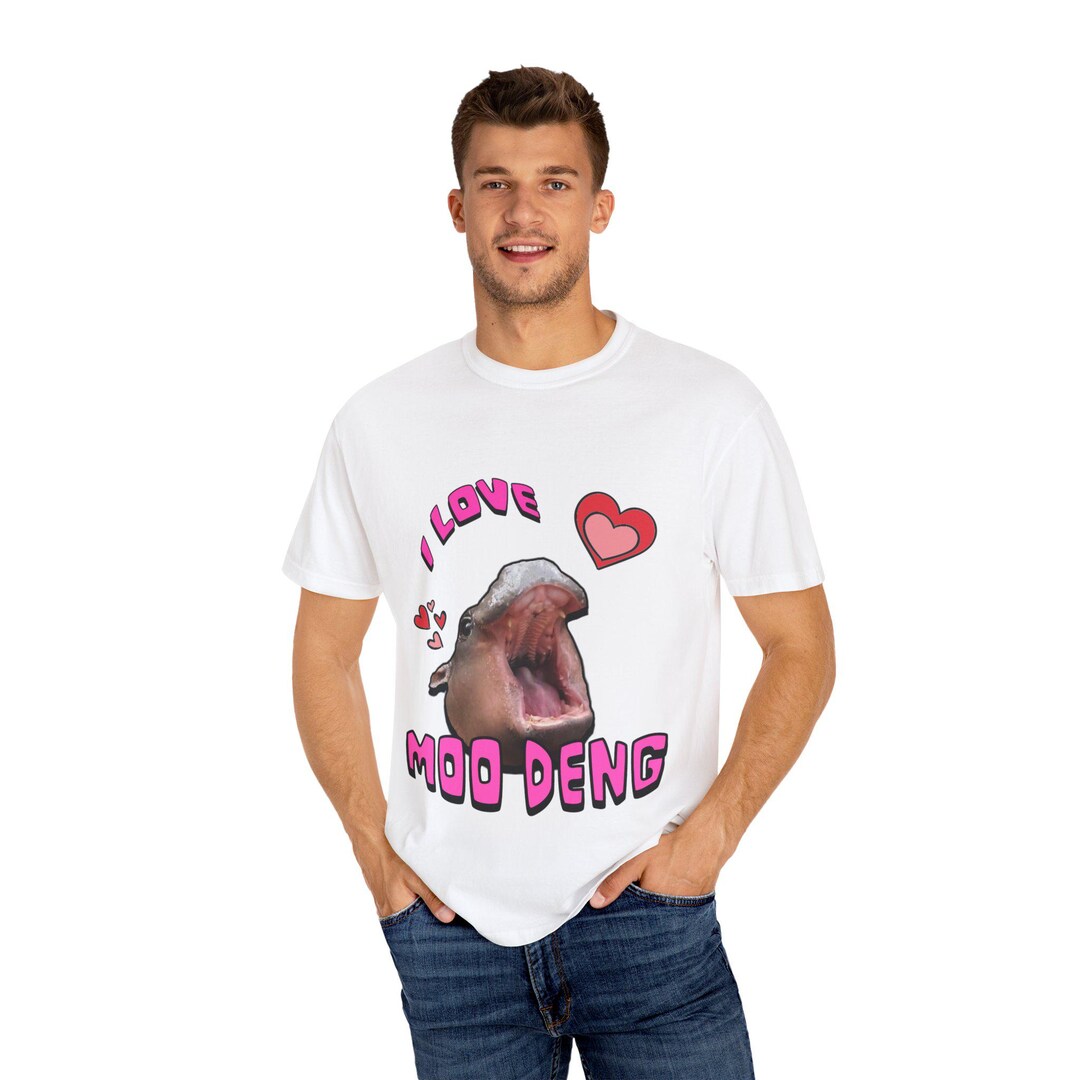 I Love Moo Deng Unisex T-shirt Vintage Style Graphic Tee, Hippo Lover ...