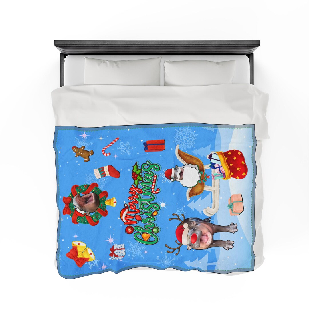 Moo Deng Reindeer Santa Merry Christmas Velveteen Plush Blanket - Etsy