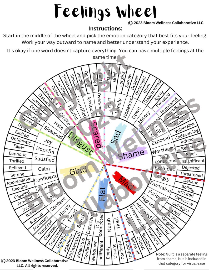 Feelings Wheel - for Individual Use - Etsy