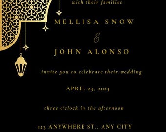 Stylish Black and Gold Invitation Template, Editable, Printable, Quick ...