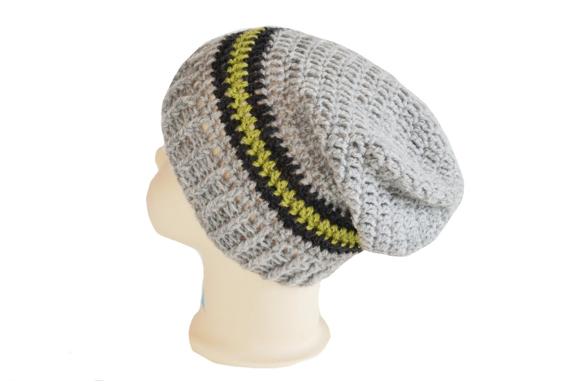 1T 2T Boys Slouch Beanie Hatcharcoalgreen and Grey Crochet - Etsy Canada