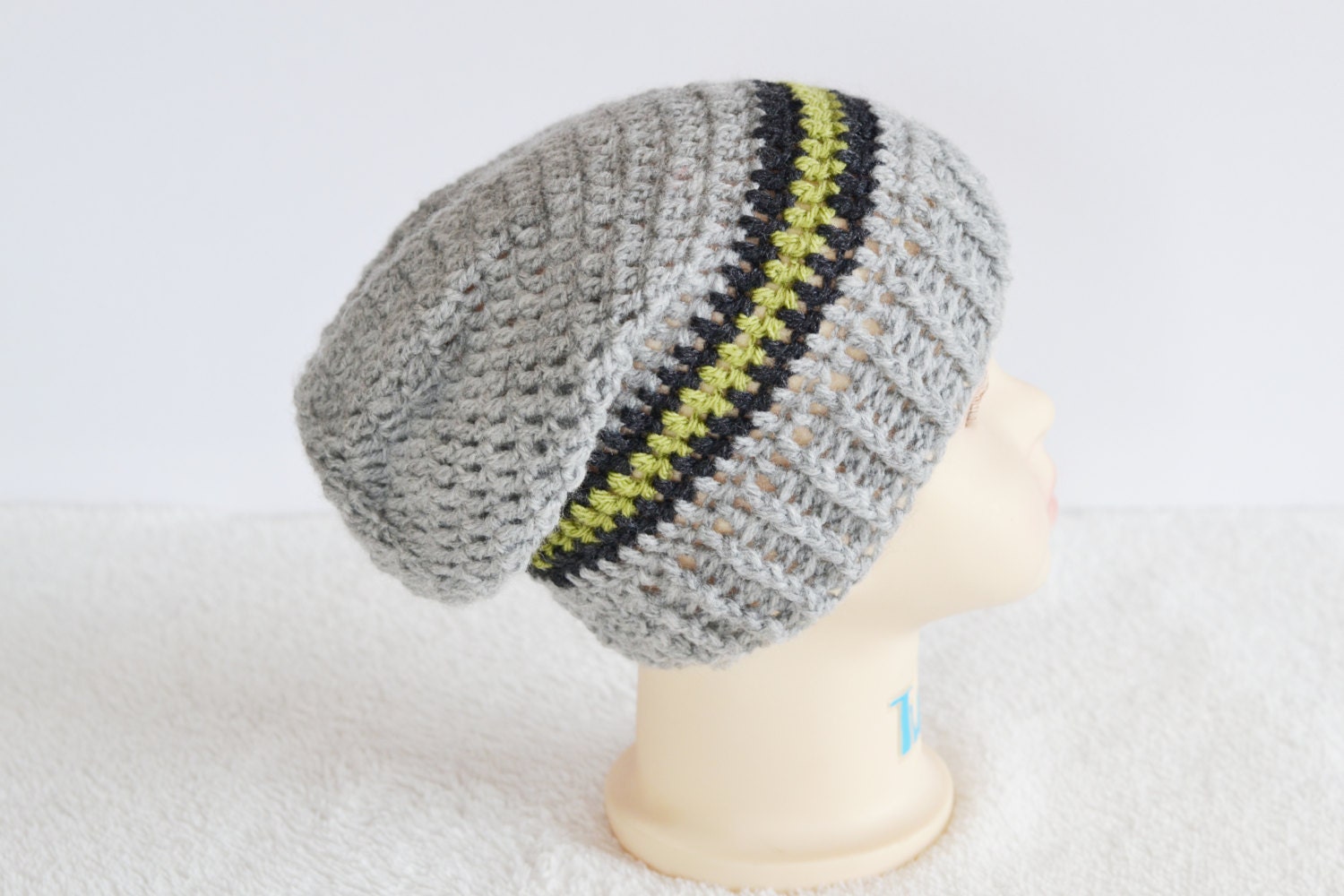 1T 2T Boys Slouch Beanie Hatcharcoalgreen and Grey Crochet - Etsy Canada