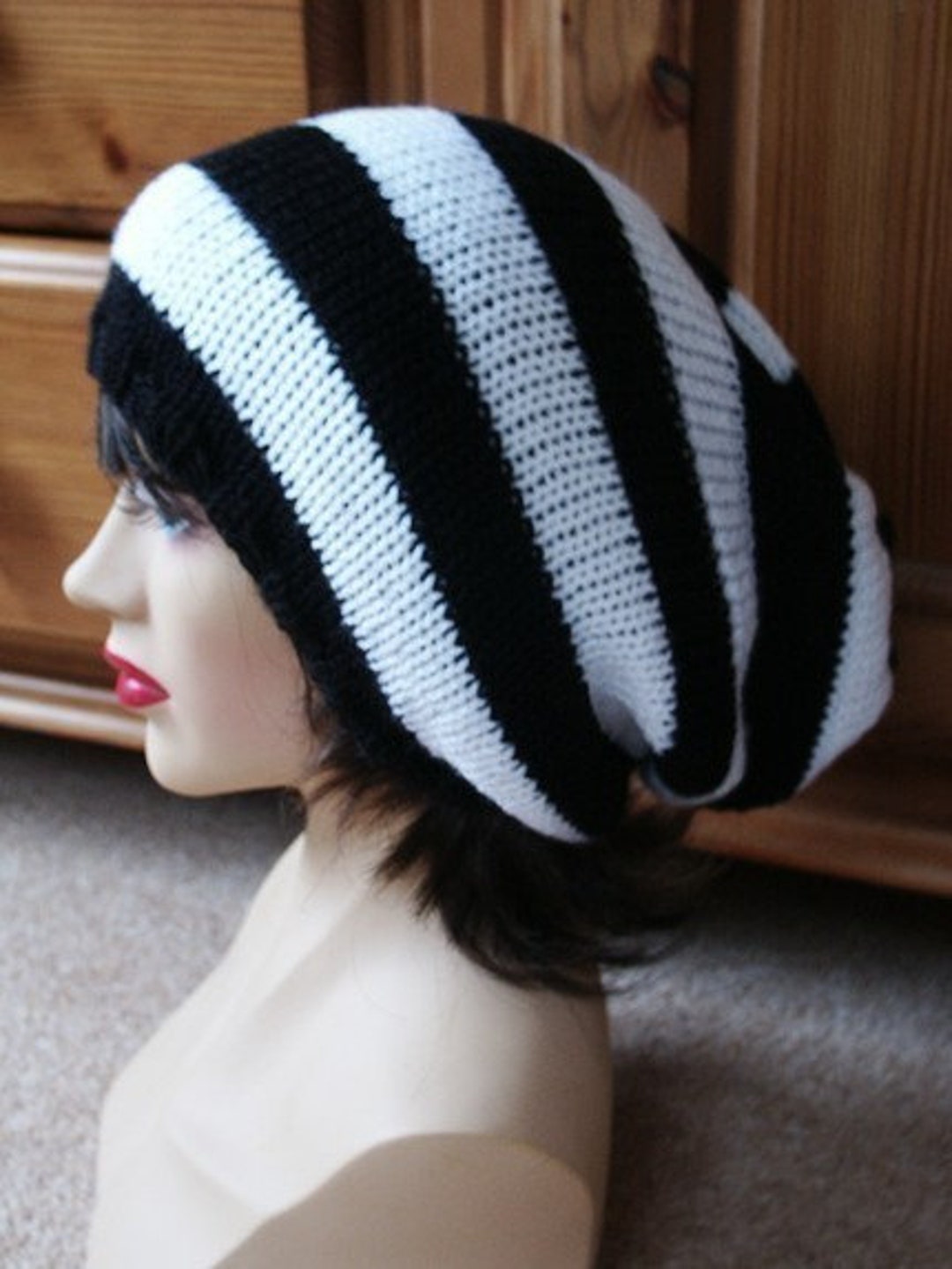 Large Slouchy Beanie, Mens Slouch Hat, Womens Slouch Hat, Black and ...