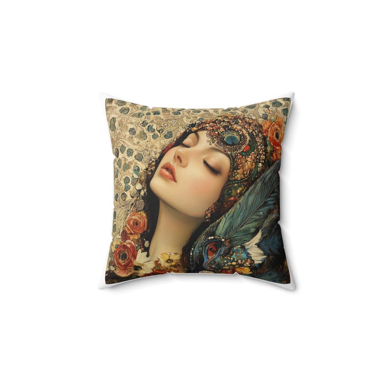 Art Nouveau Pillow Cover: Woman With Flowers Decorative Cushion - Etsy