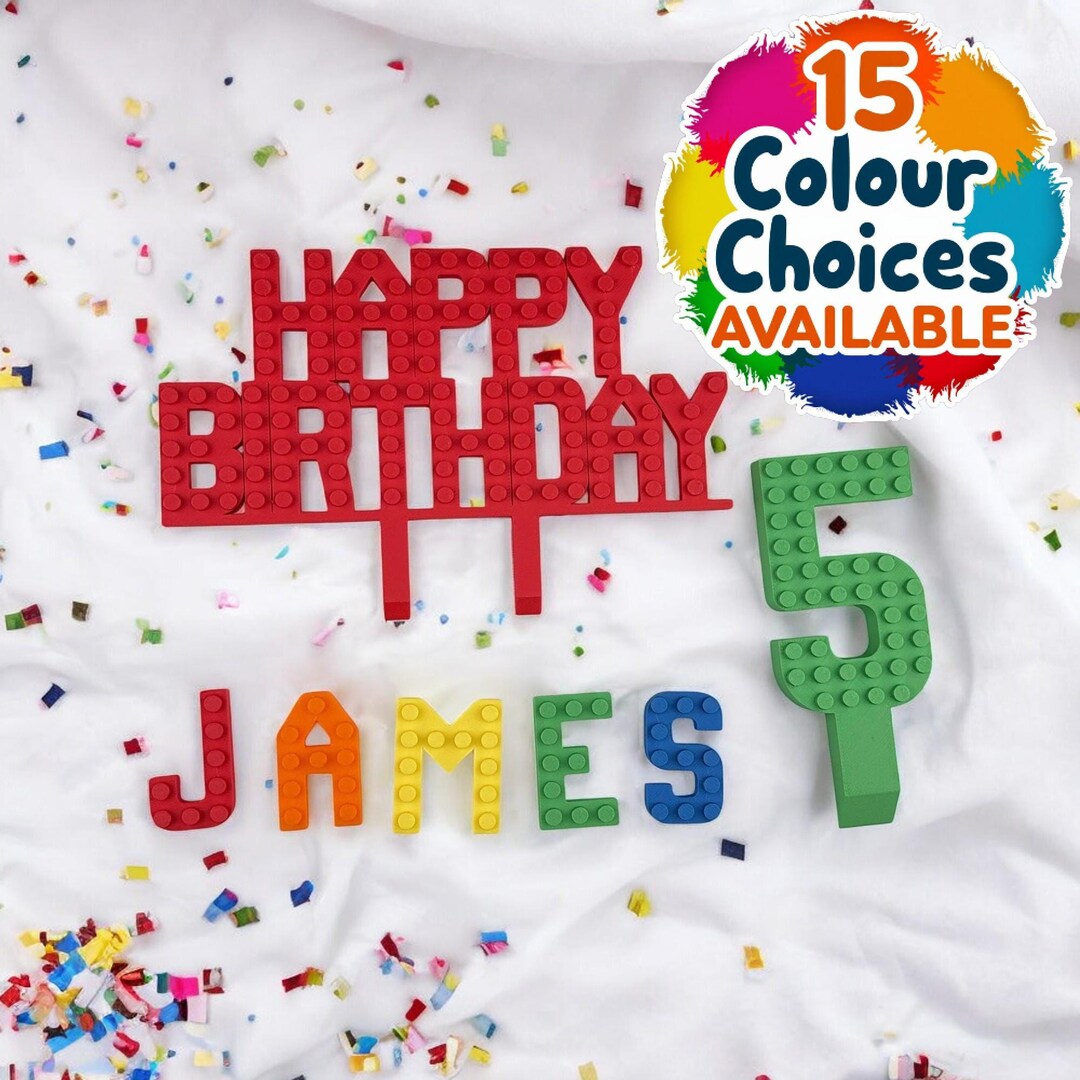 Customisable Building Block Cake Toppers for Fun & Creative Birthdays ...