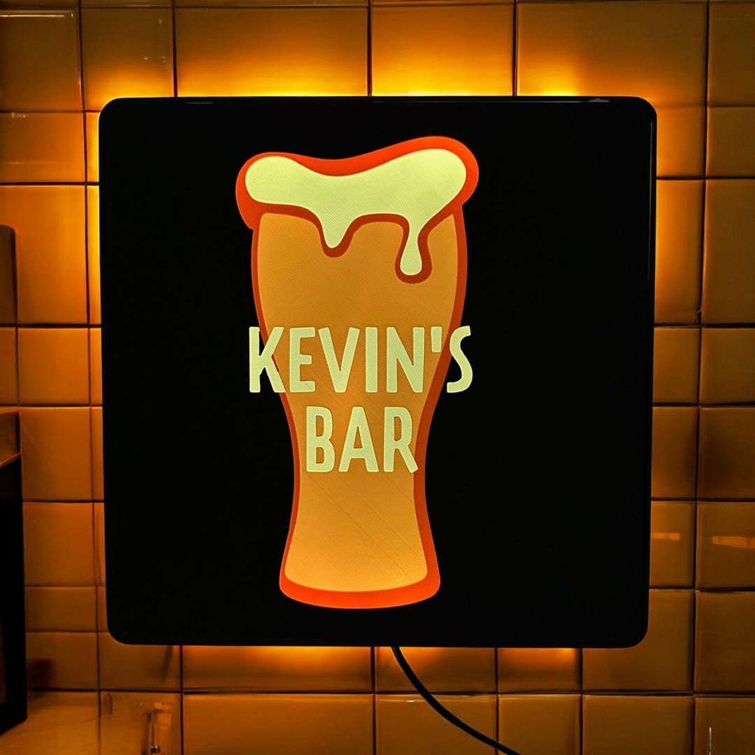 LED Lightbox Personalised Beer Bar Sign - Custom Name Pub Decor, 12 ...