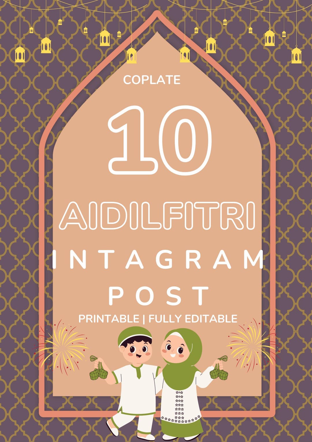 10 Fully Editable Eid Fitr Template | Raya Cat Poster | Sampul Cat ...