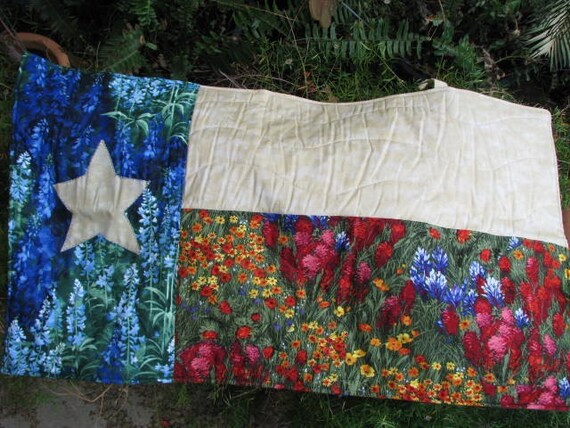 Items similar to Texas Flag Bluebonnet Wildflower Quilt Country Art on Etsy