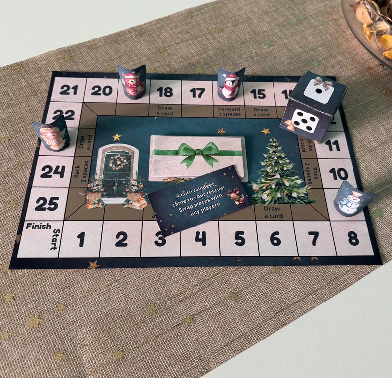 Printable Christmas Board Game for Kids DIY Holiday Activity for 2-4 ...